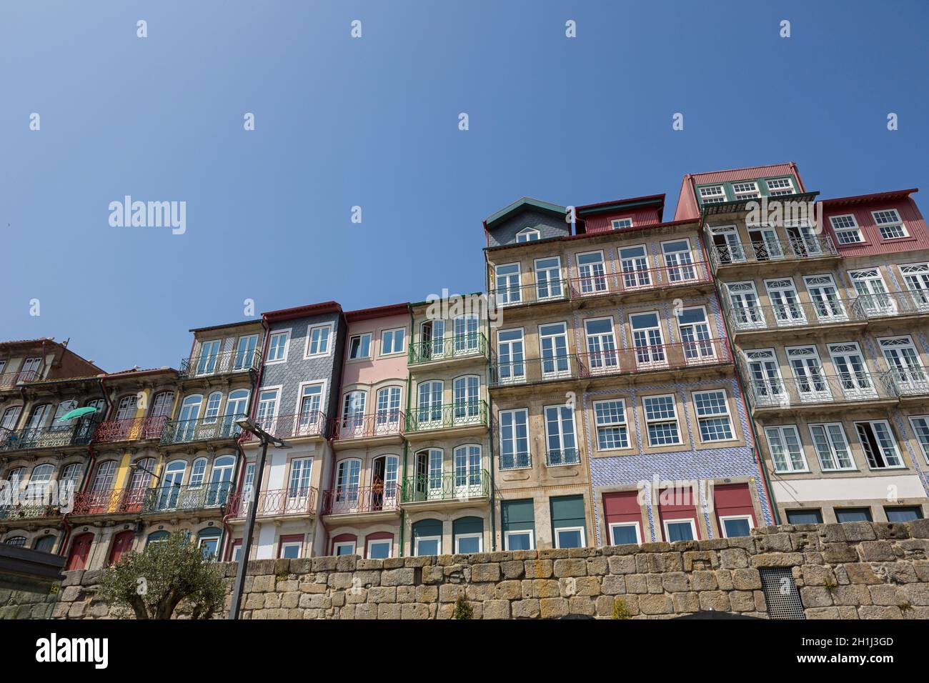 Porto, Portugal. April 17, 2017: The typical colorful buildings of the ...