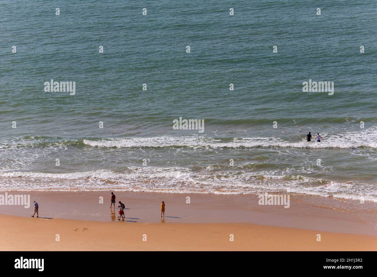 PRAIA DA ROCHA, PORTUGAL - APRIL 23, 2017: People at the famous beach ...