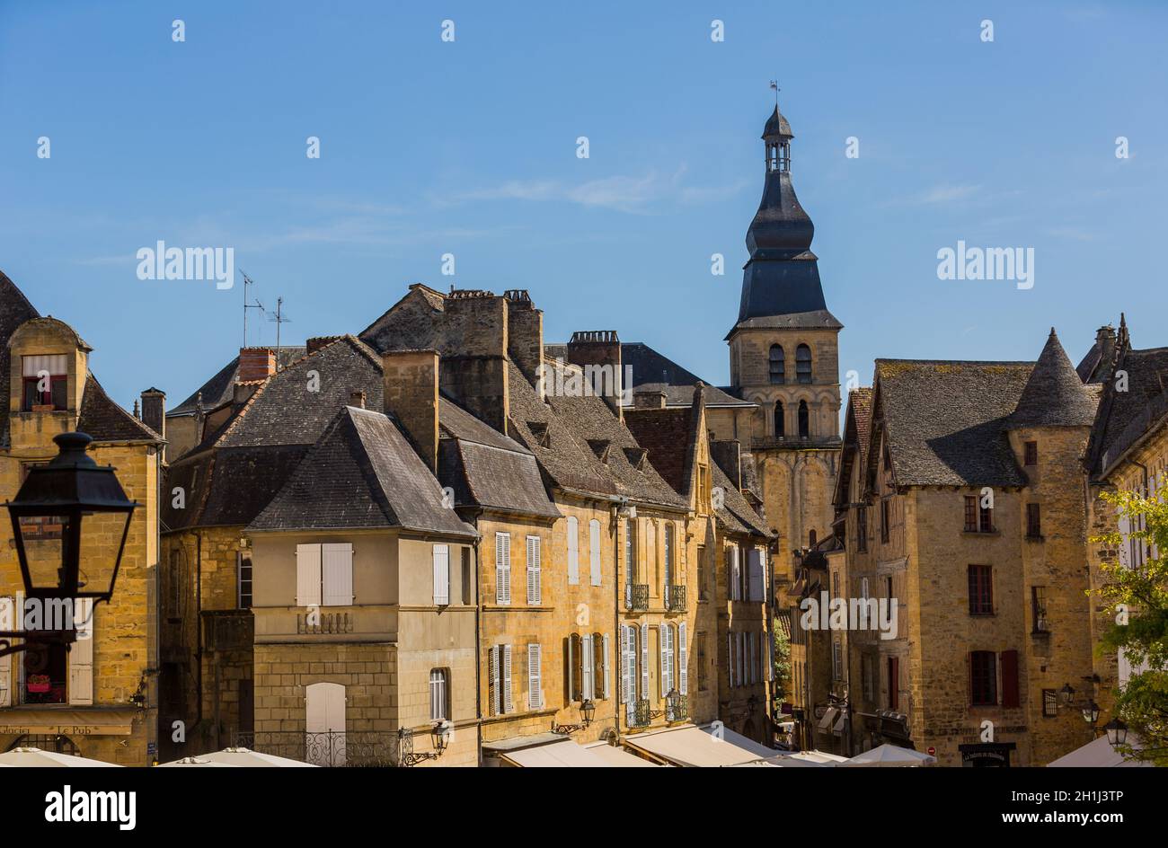 Sarlat-la-Caneda, France - August 11, 2019: Houses of the centre of the ...