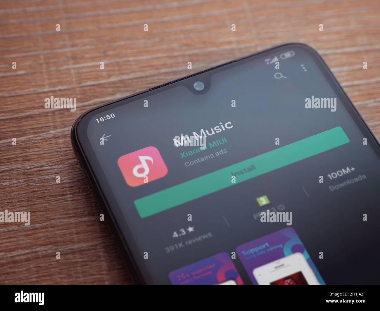 Lod, Israel - July 8, 2020: Mi Music app play store page on the display ...