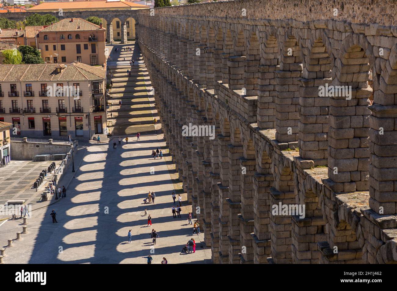 SEGOVIA, SPAIN - April 27, 2019: Landscape of Roman Aqueduct, the ...