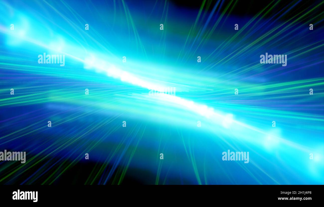 3d rendering of blue light rays and flashes as an abstract background ...