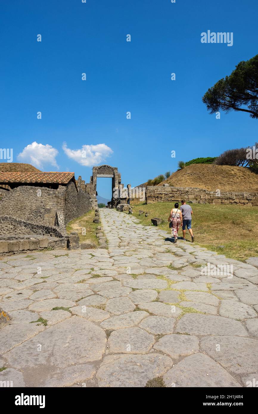 POMPEI, ITALY - AUGUST 1, 2018: Ruins of the ancient roman city of ...