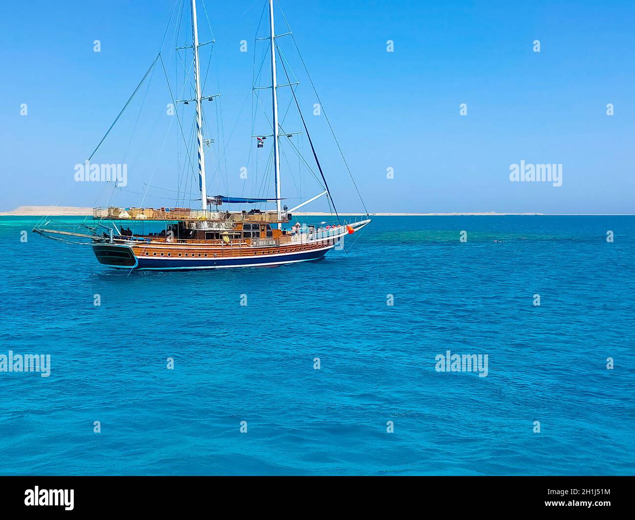 Sail boat ship with tourists in Ras Mohamed National Park in the Red ...