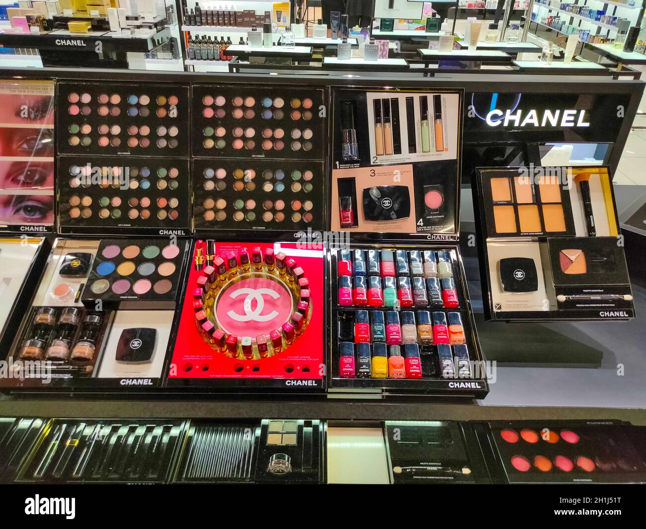 Kyiv, Ukraine - September 15, 2020: Chanel brand cosmetics in airport ...