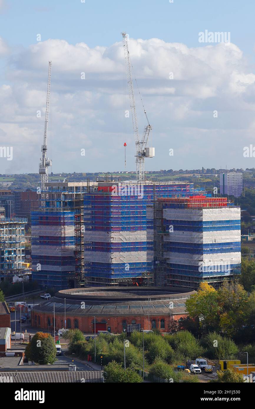 Construction of 665 build to rent apartments on the Monk Bridge site in ...