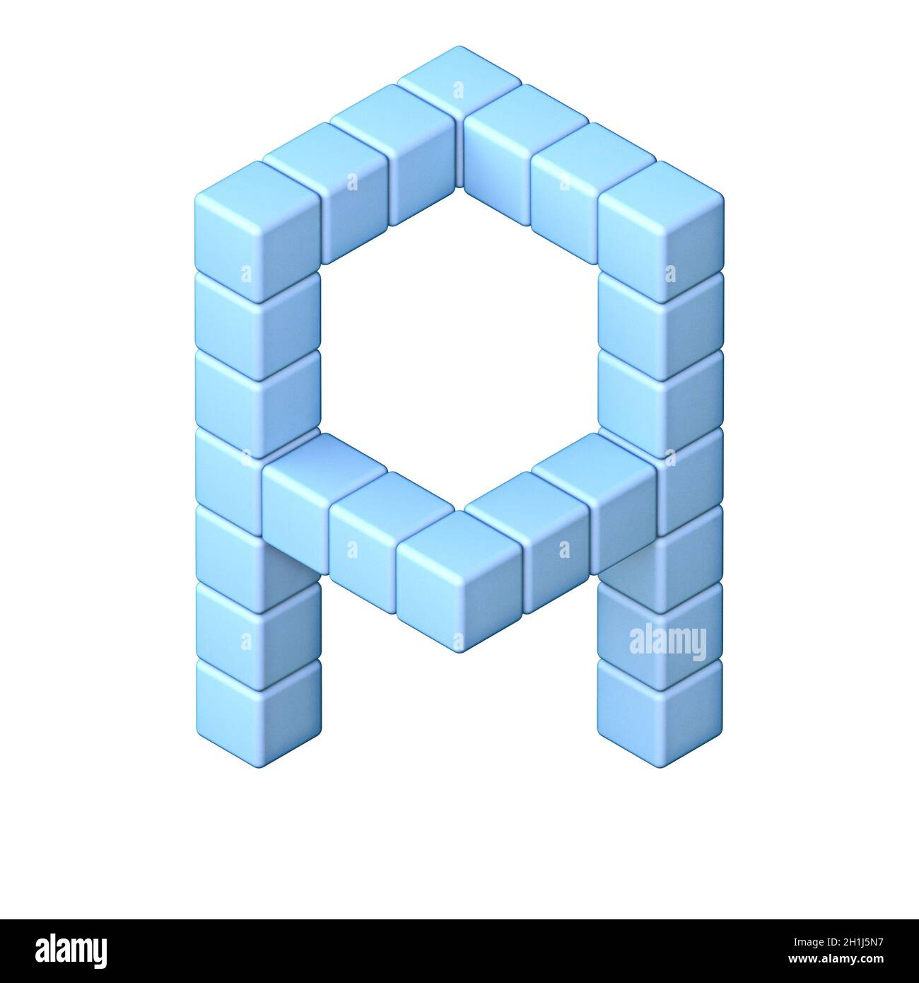 Blue cube orthographic font Letter A 3D render illustration isolated on ...