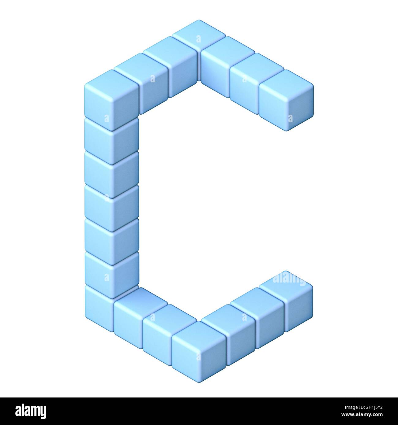 Blue cube orthographic font Letter C 3D render illustration isolated on ...
