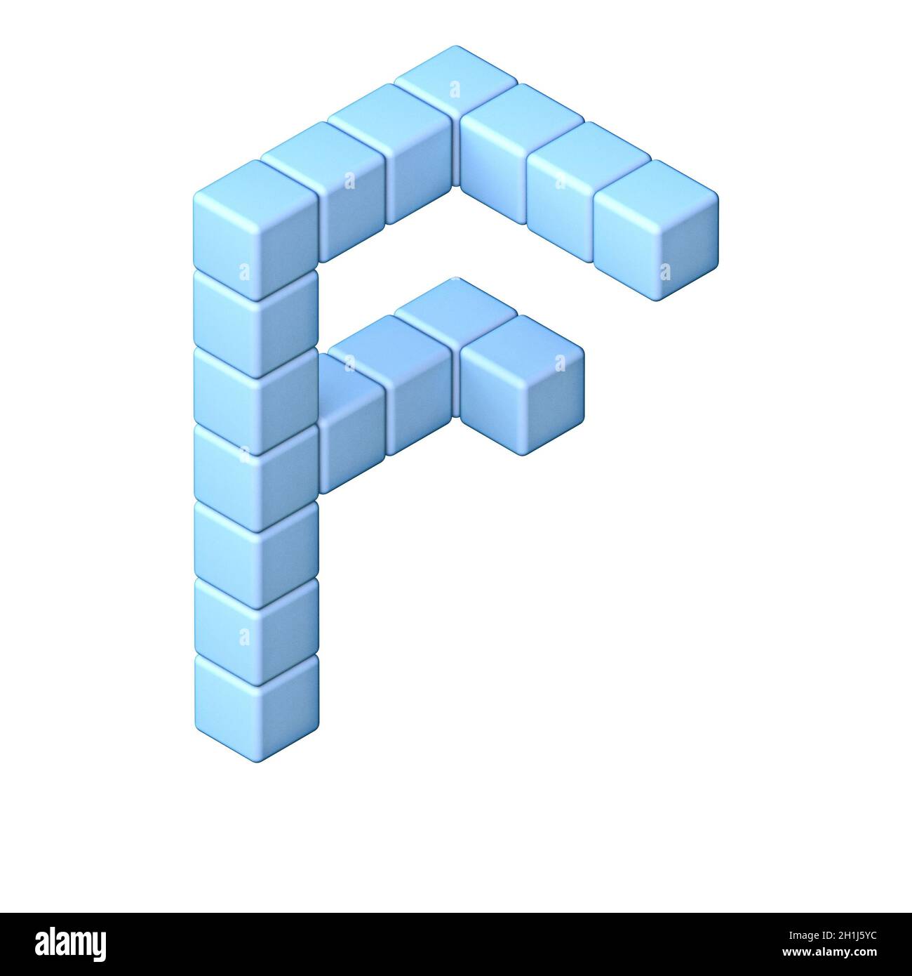 Blue cube orthographic font Letter F 3D render illustration isolated on ...