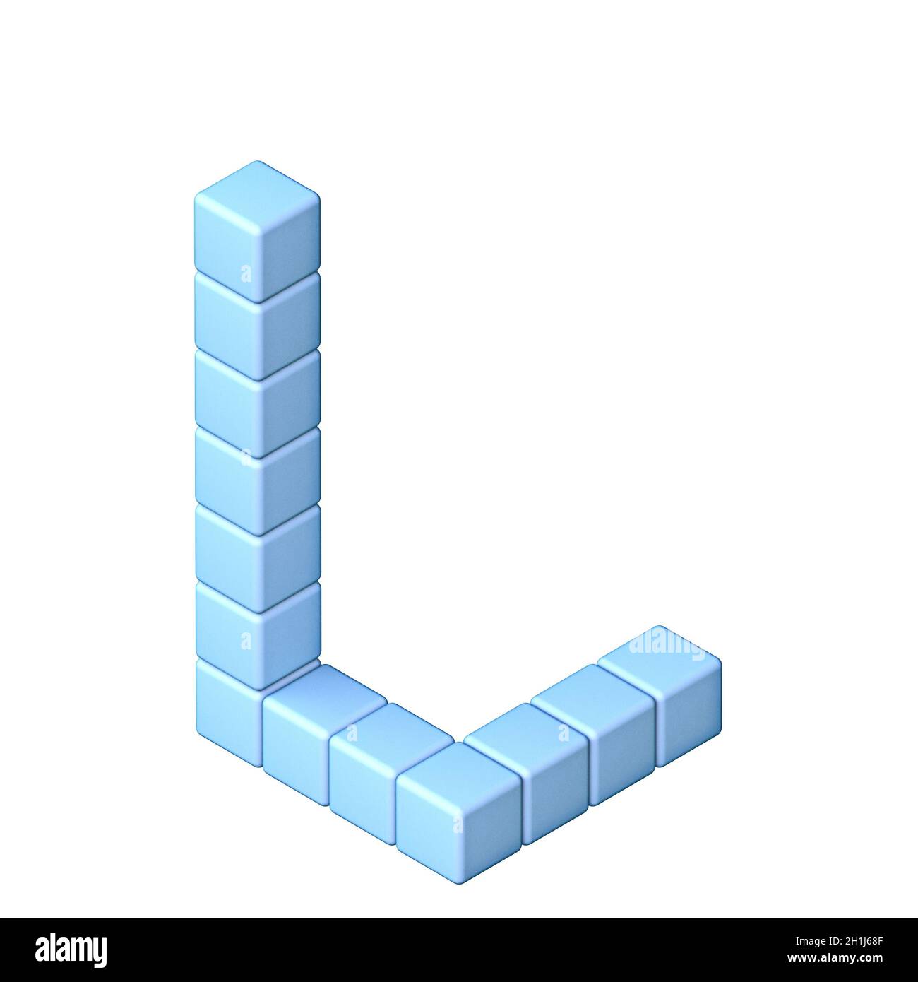 Blue cube orthographic font Letter L 3D render illustration isolated on ...