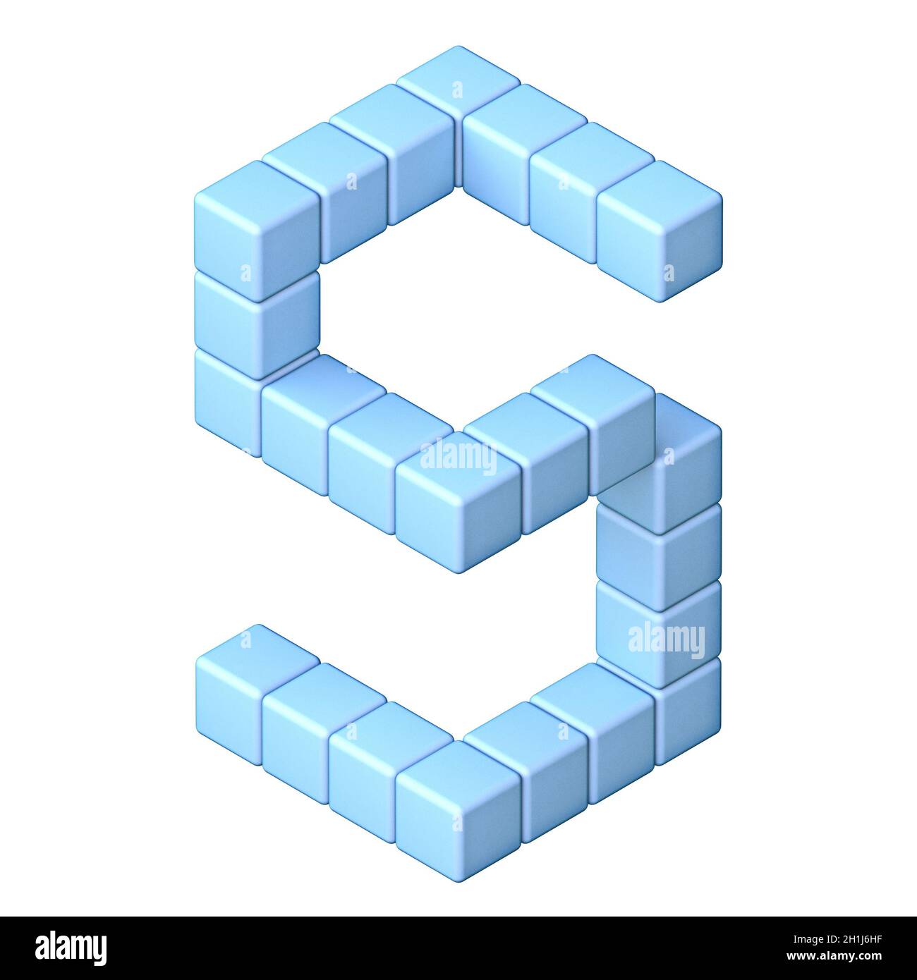 Blue cube orthographic font Letter S 3D render illustration isolated on ...