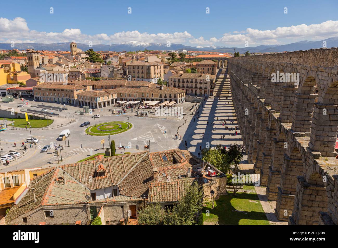SEGOVIA, SPAIN - April 27, 2019: Landscape of Roman Aqueduct, the ...