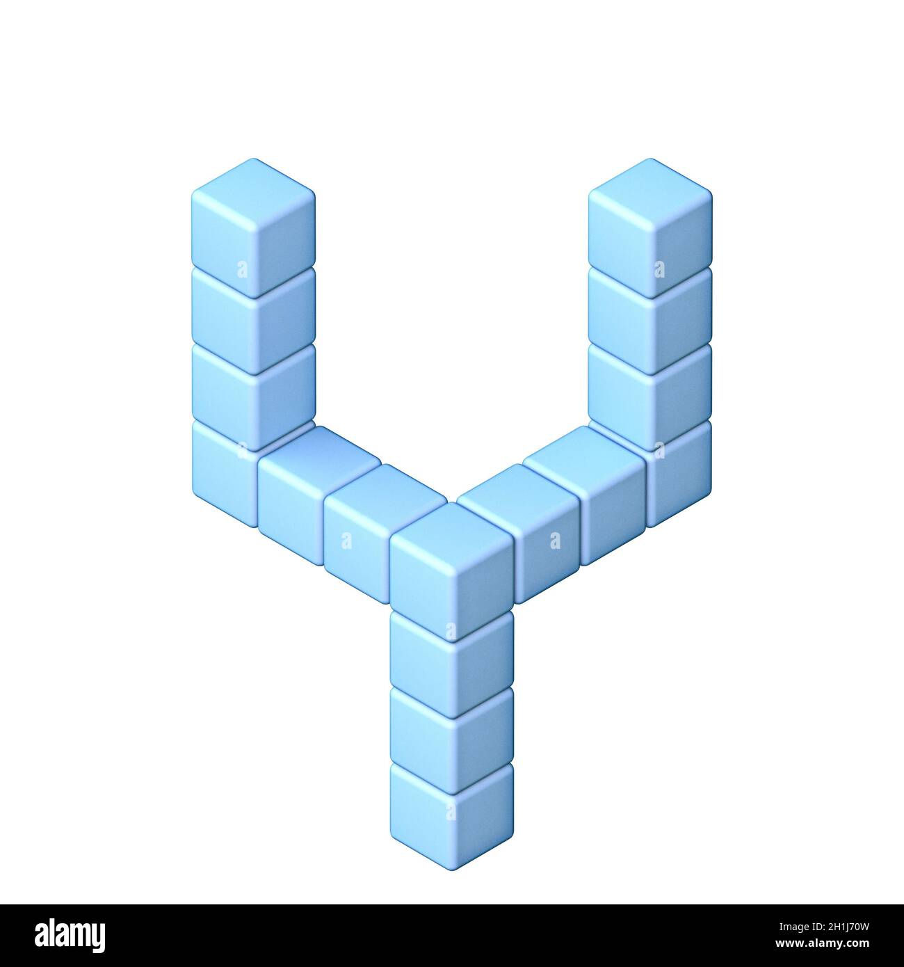 Blue cube orthographic font Letter Y 3D render illustration isolated on ...