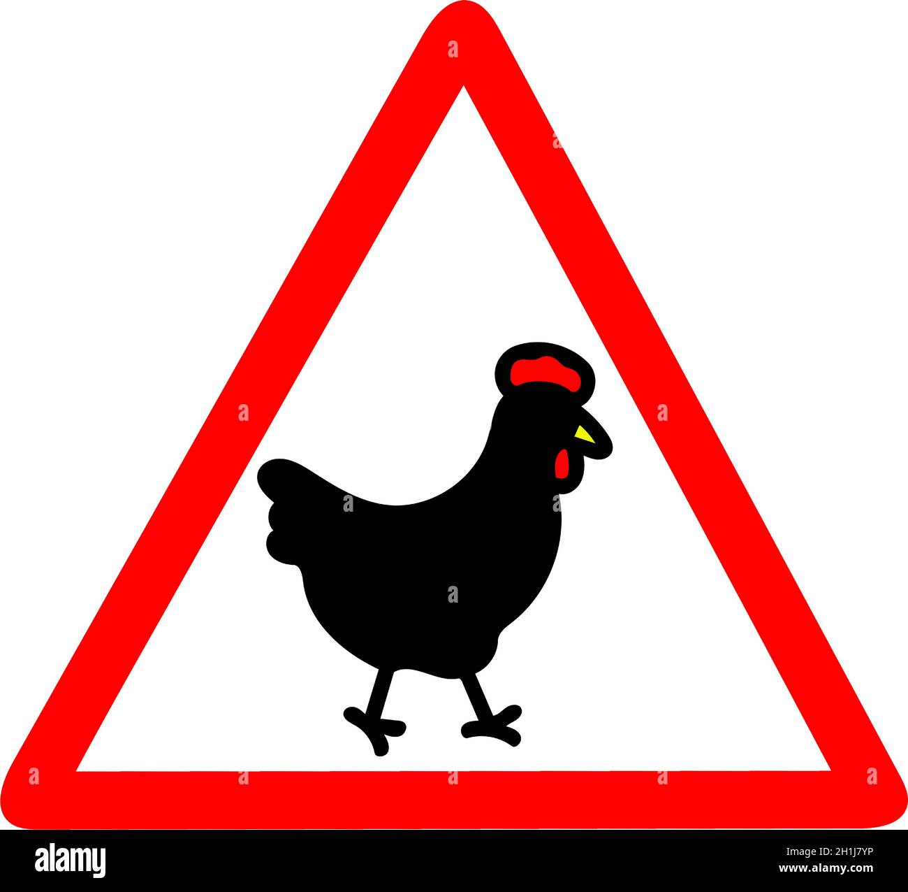 Healthy free feeding chicken meat and egg triangular warning road sign ...