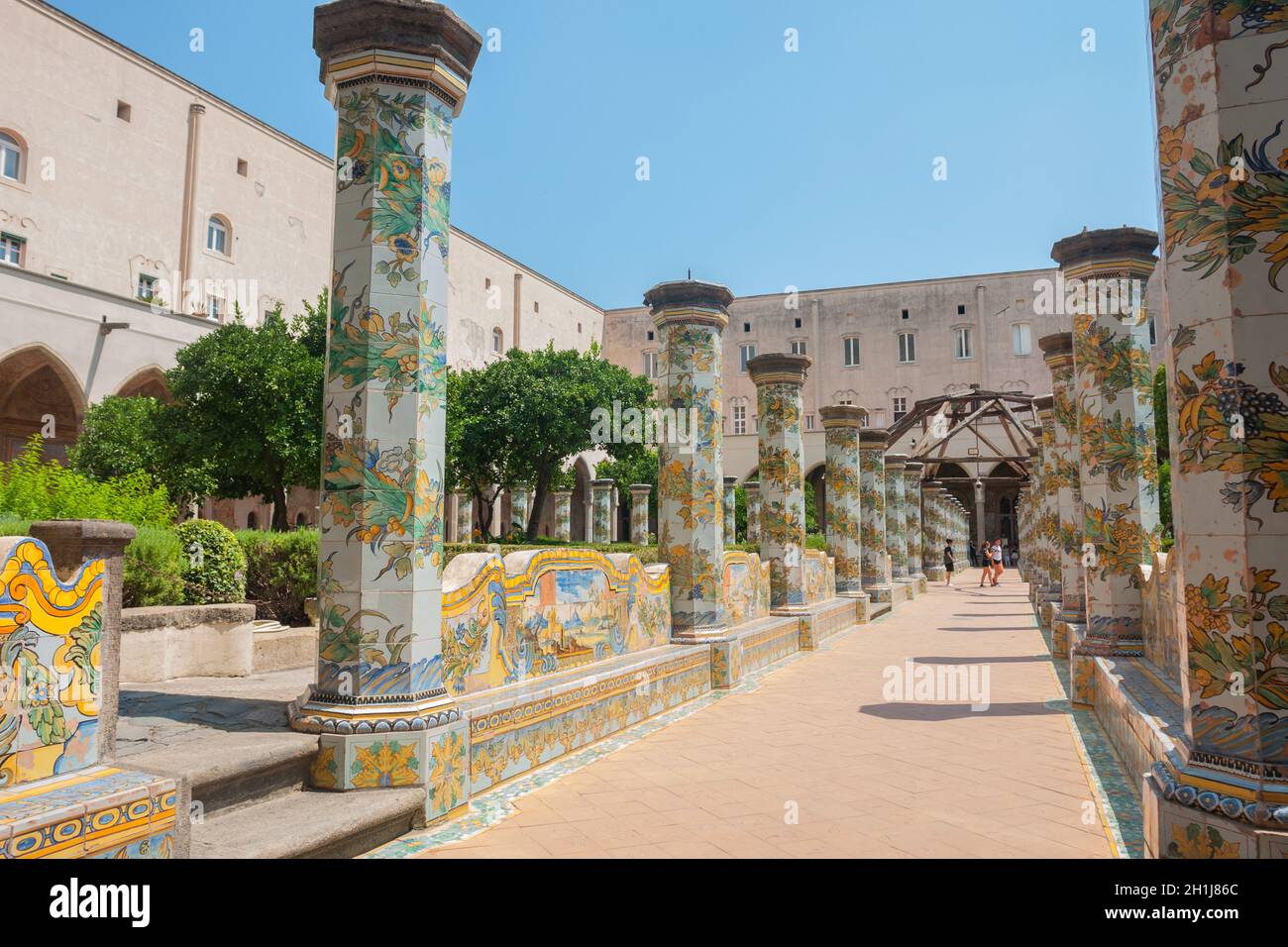 NAPLES, ITALY - AUGUST 1, 2018: Sunny cloister of the Clarisses ...