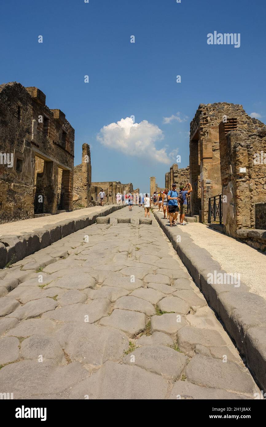POMPEI, ITALY - AUGUST 1, 2018: Ruins of the ancient roman city of ...
