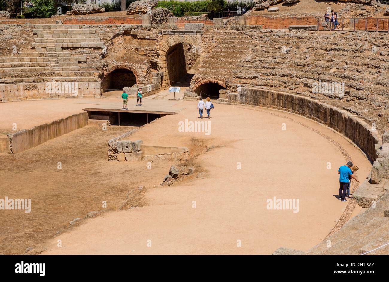 MERIDA, SPAIN - JUNE 9, 2019: People at the Roman Amphitheater at the ...