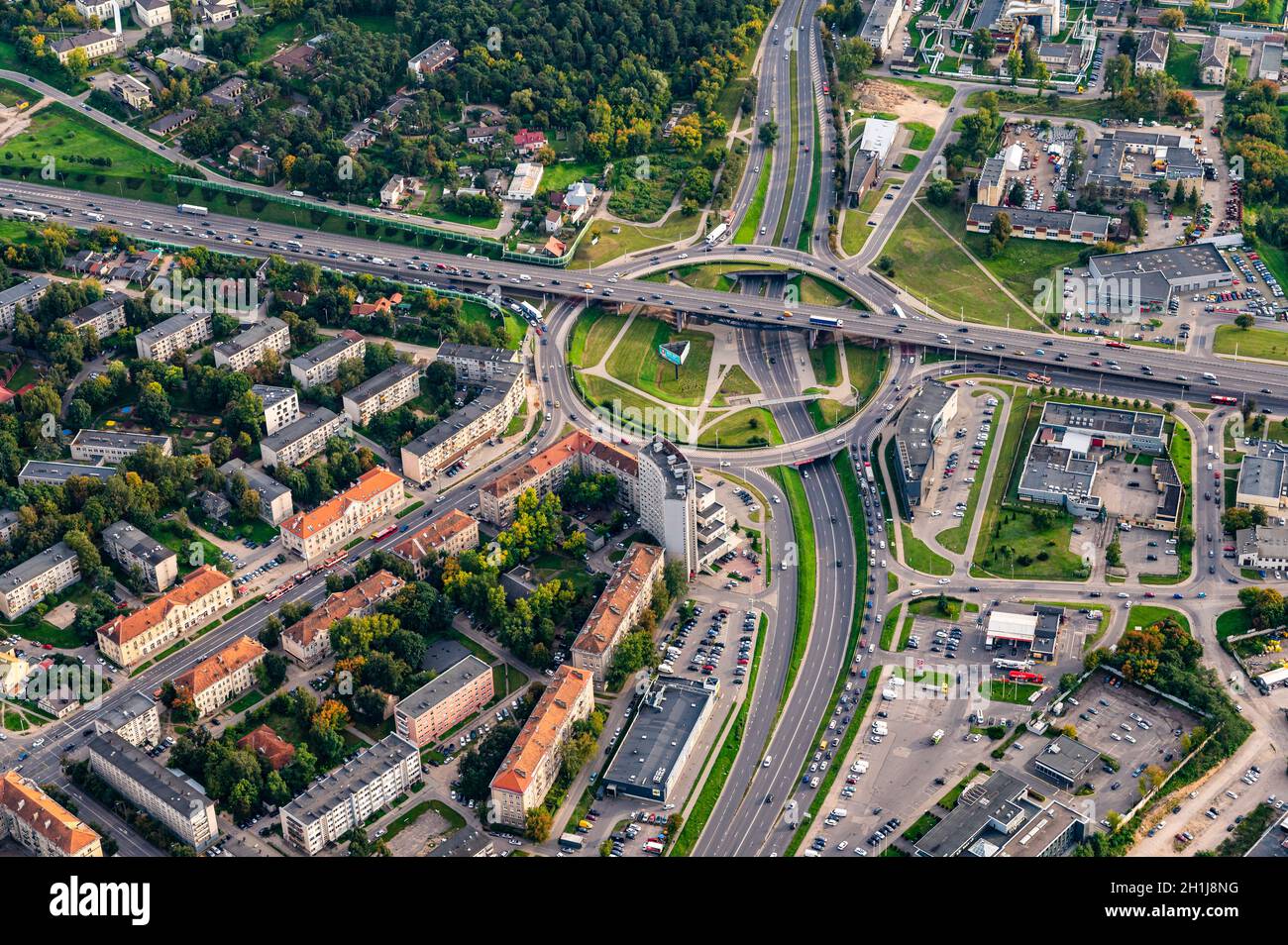 One of a biggest and oldest roundabouts in Vilnius capital of Lithuania ...