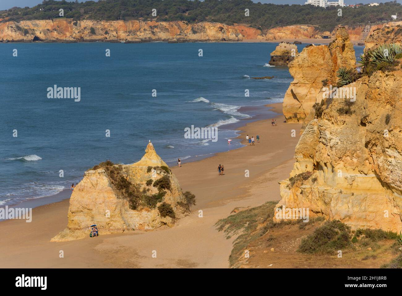 PRAIA DA ROCHA, PORTUGAL - APRIL 23, 2017: People at the famous beach ...
