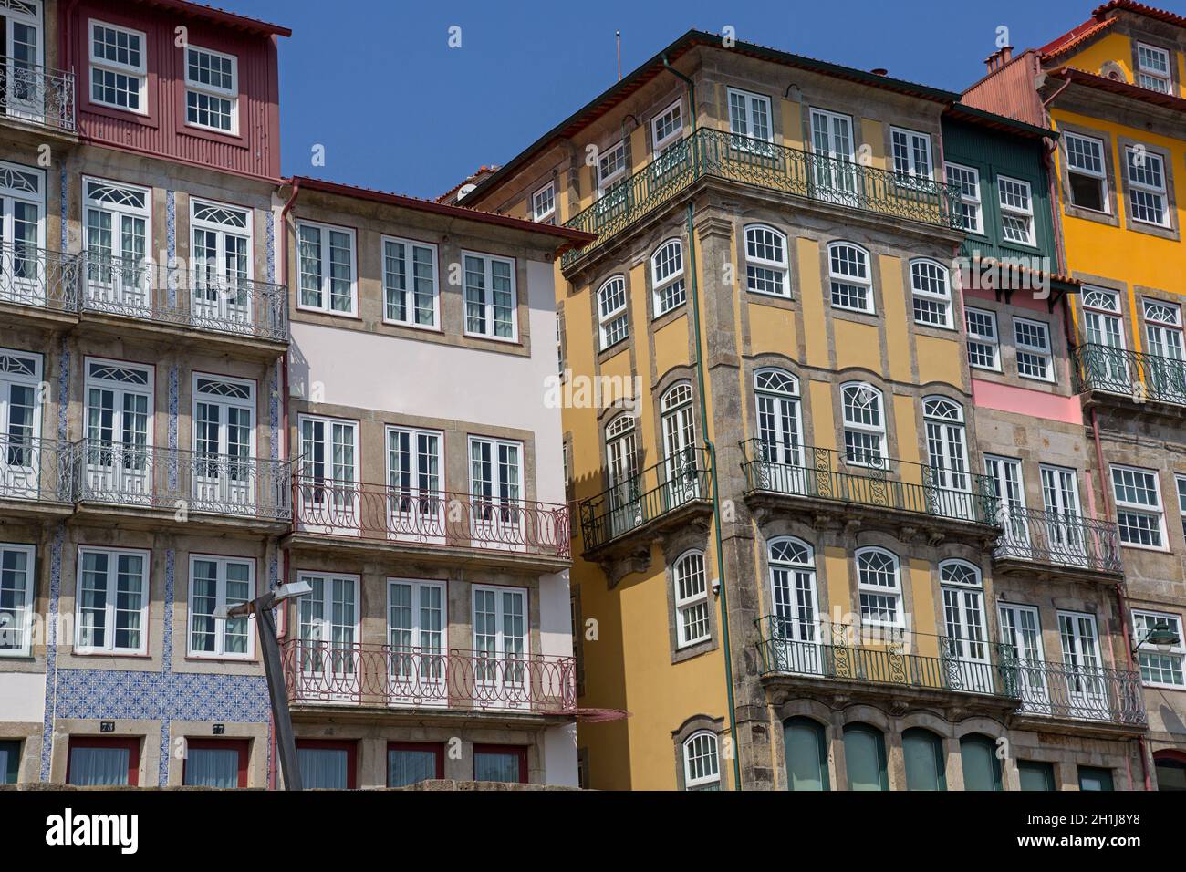 Porto, Portugal. April 17, 2017: The typical colorful buildings of the ...