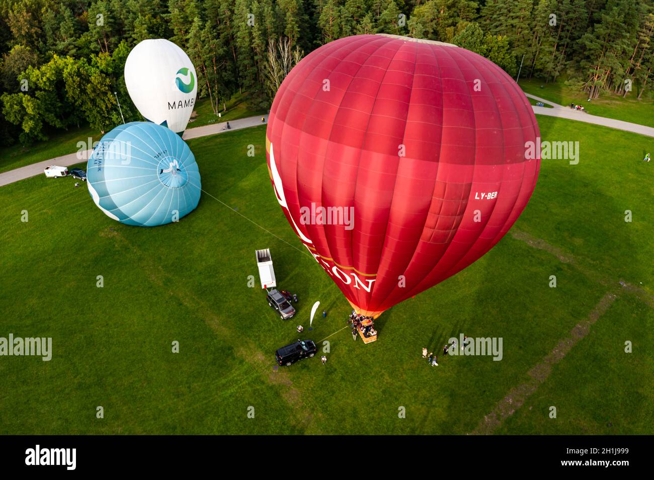 Vilnius, Lithuania - September 14, 2021: Group of colorful hot air ...
