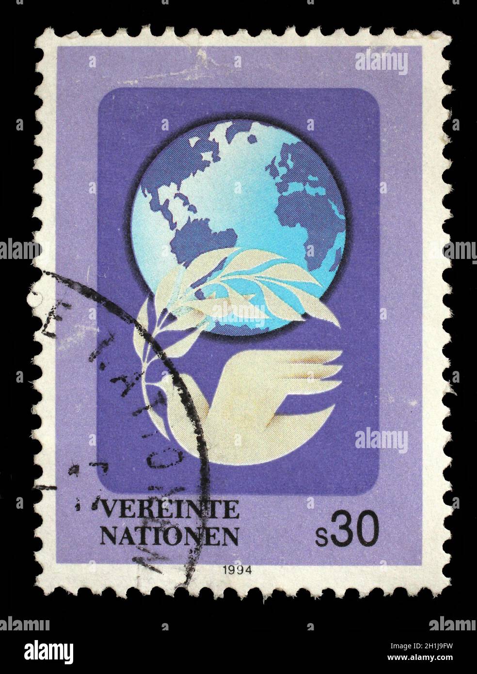 Stamp issued in UN - Vienna shows Symbols U.N.O., circa 1994 Stock ...