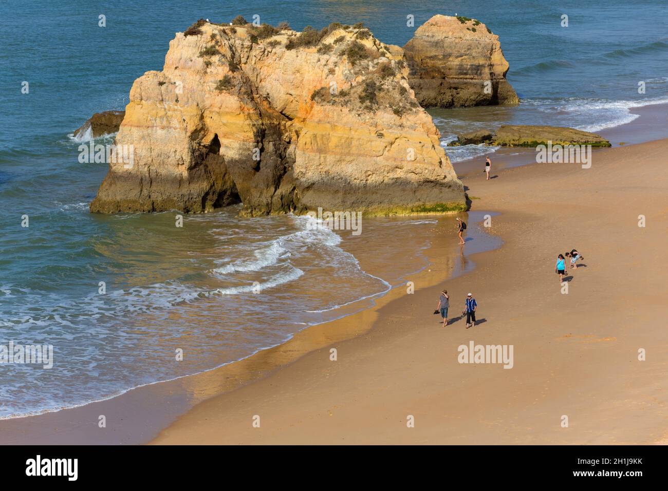 PRAIA DA ROCHA, PORTUGAL - APRIL 23, 2017: People at the famous beach ...