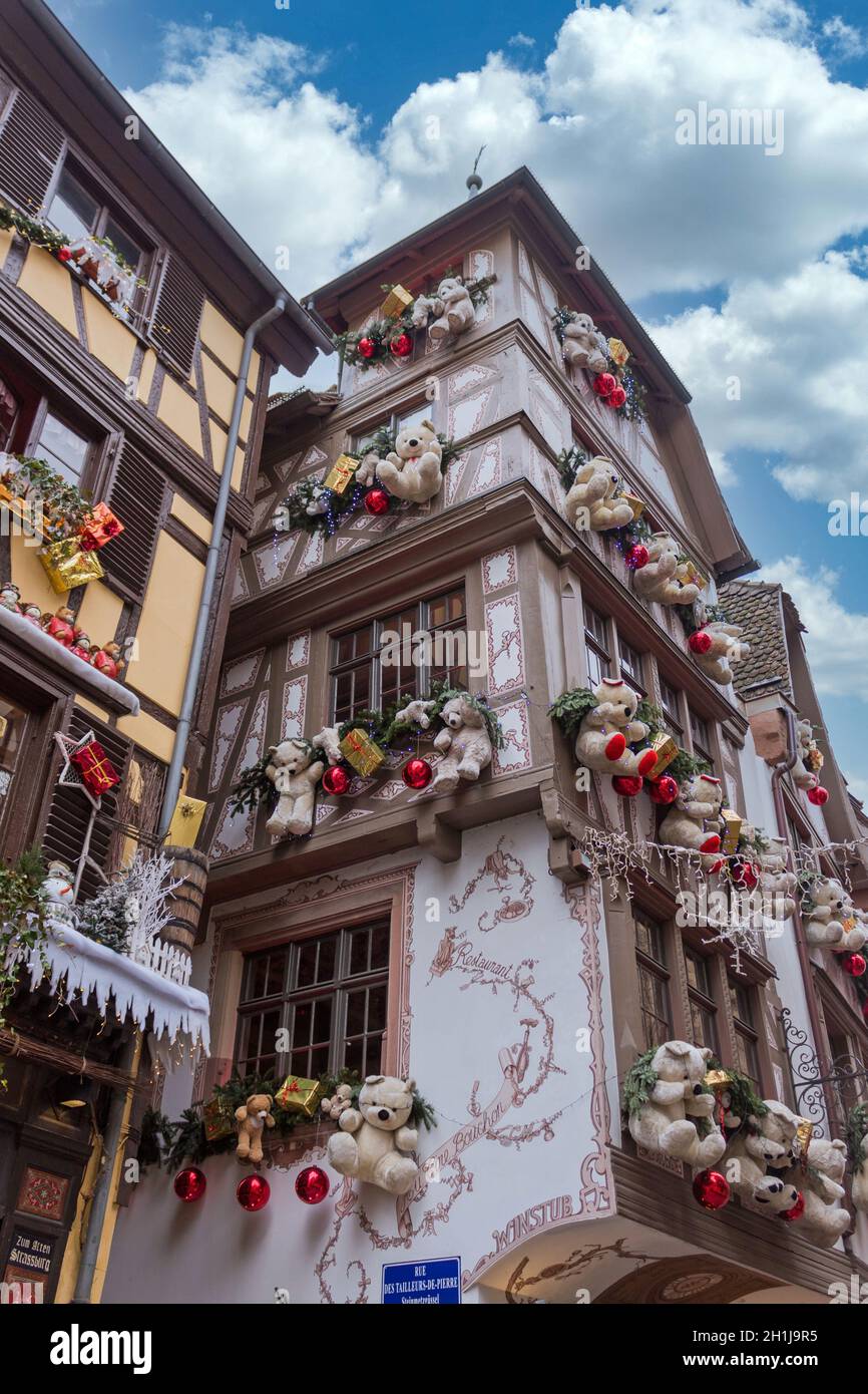 COLMAR, FRANCE - DECEMBER 7, 2019: traditional building in the old town ...
