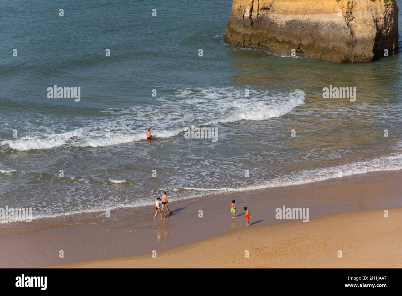 PRAIA DA ROCHA, PORTUGAL - APRIL 23, 2017: People at the famous beach ...