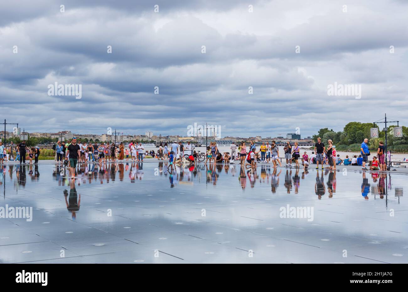 BORDEAUX, FRANCE - AUGUST 18: The Famous Bordeaux water mirror full of ...