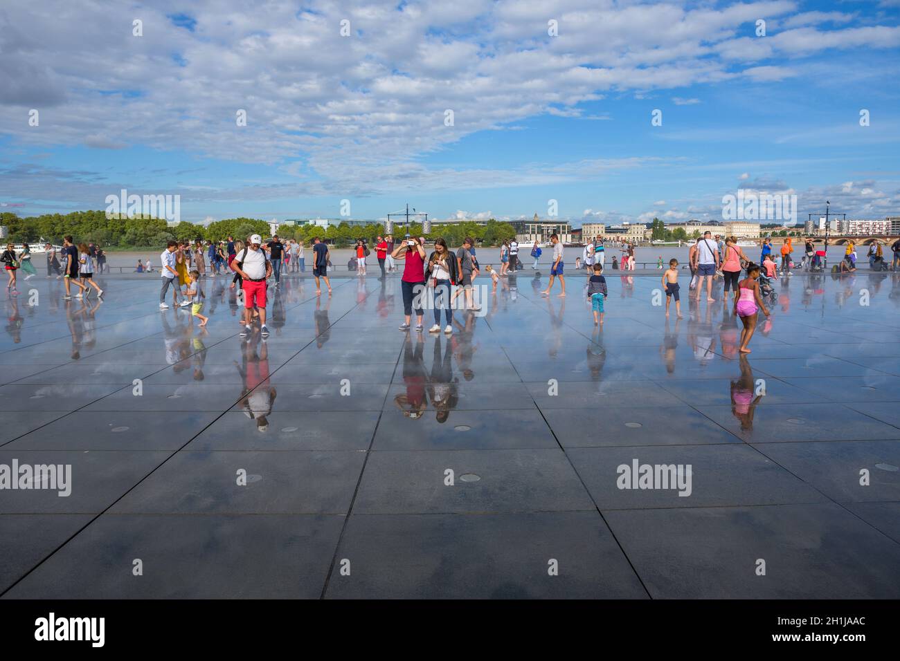 BORDEAUX, FRANCE - AUGUST 11: The Famous Bordeaux water mirror full of ...