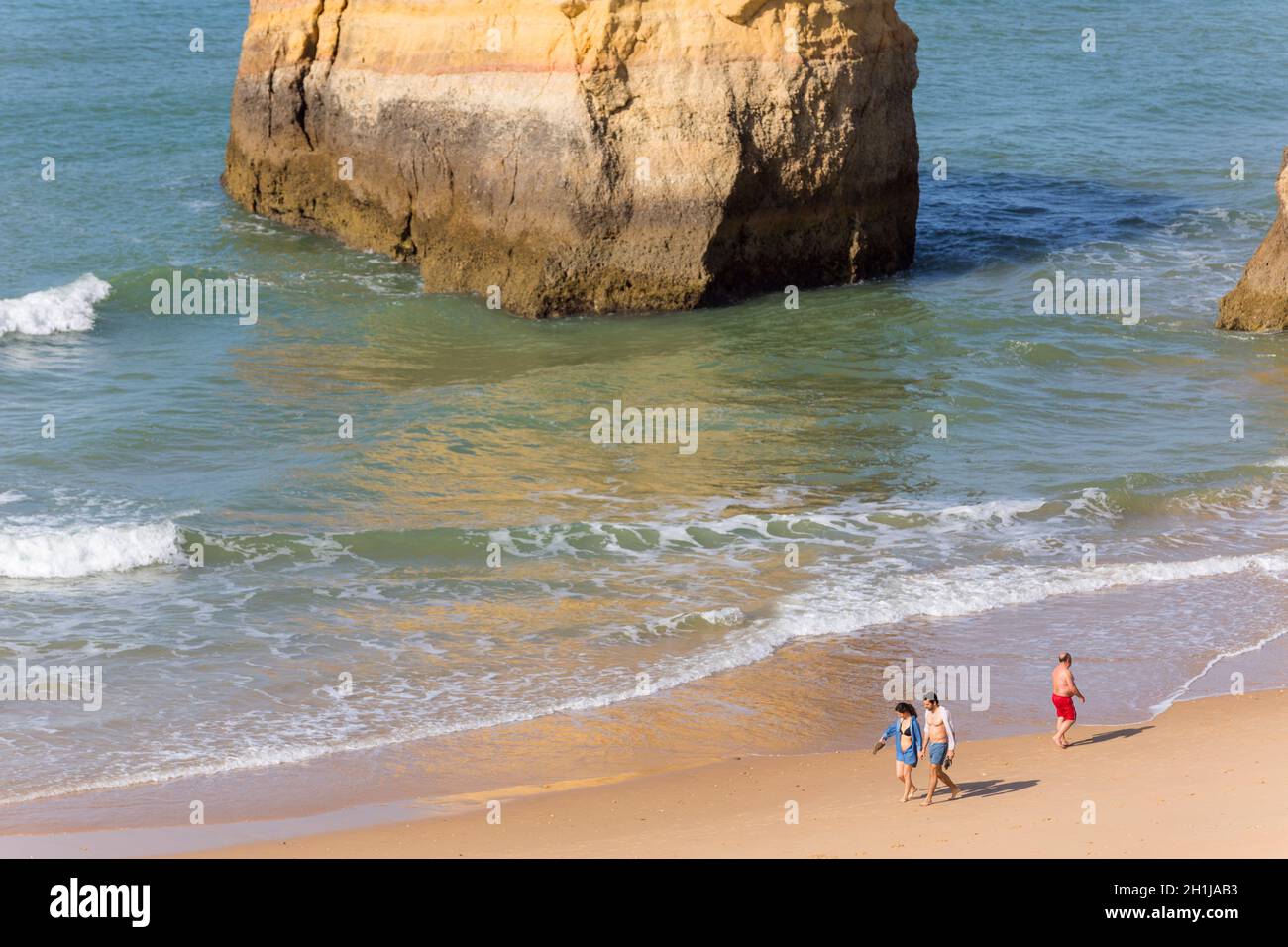 PRAIA DA ROCHA, PORTUGAL - APRIL 23, 2017: People at the famous beach ...