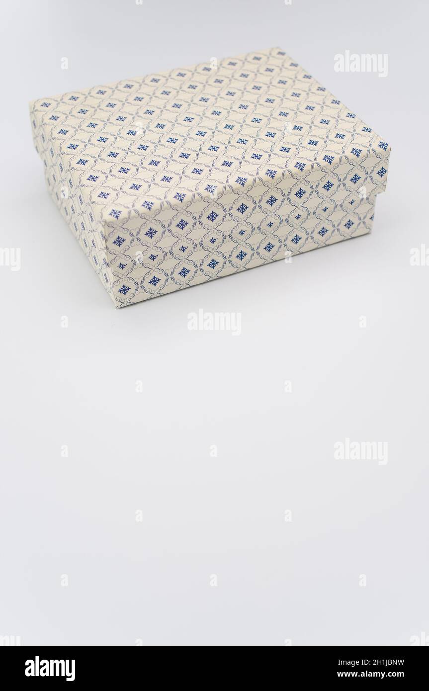 decorated paperboard box with lid on top on a white background Stock ...