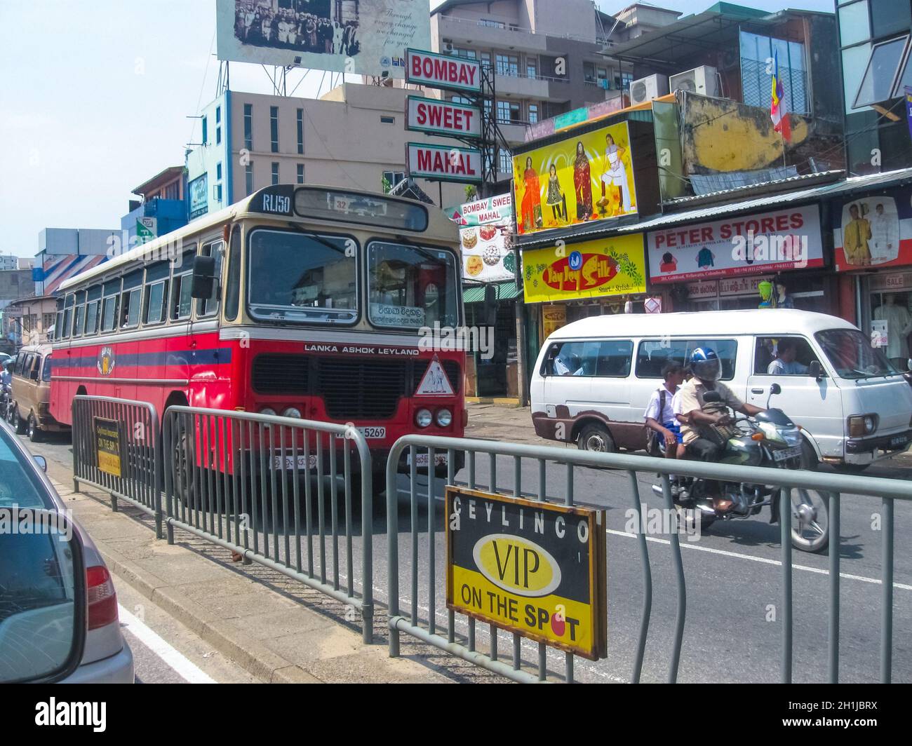 Colombo, Sri Lanka - May 03, 2009: The road and Restaurant Bombay Sweet ...