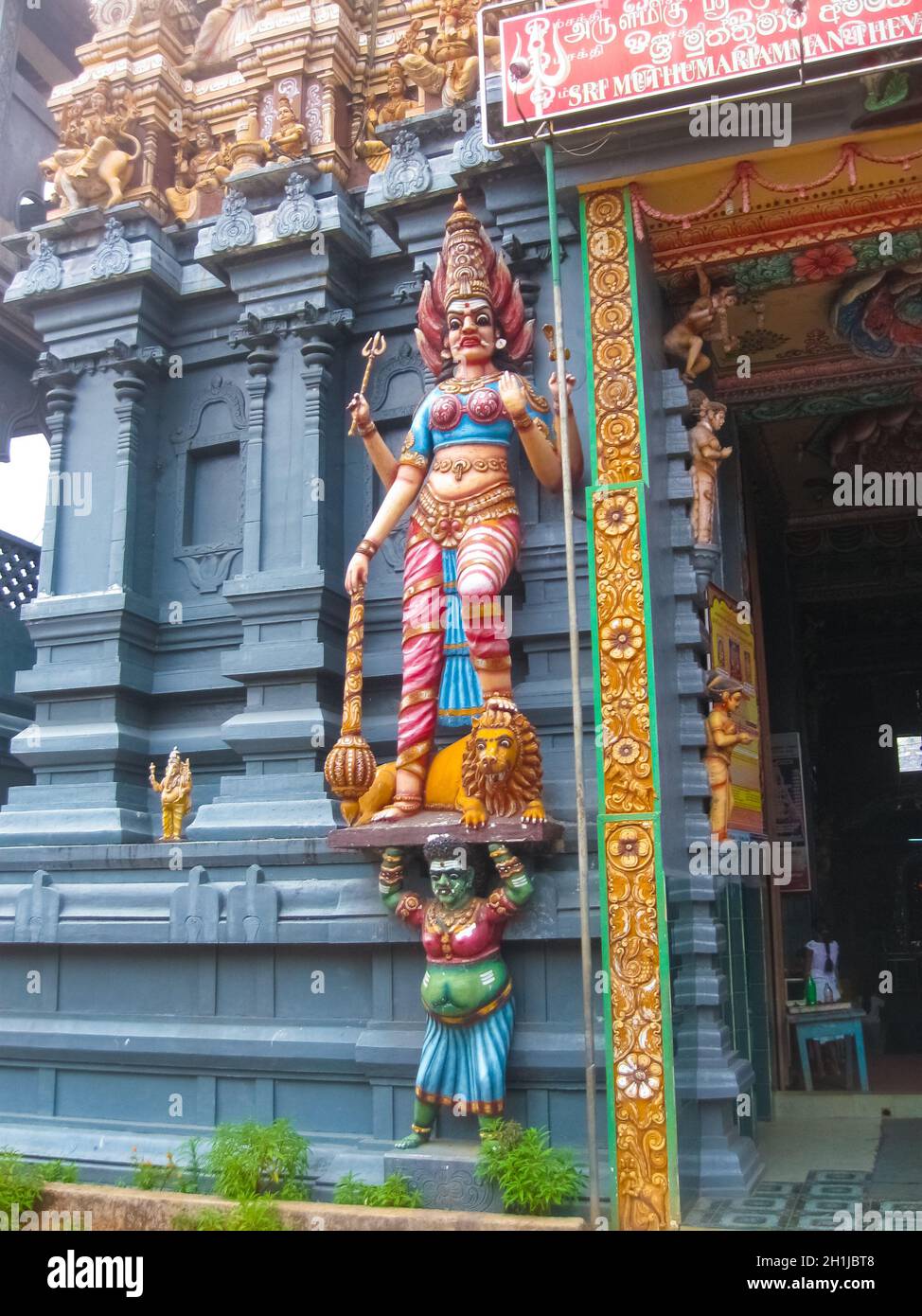 Colombo, Sri Lanka - May 02, 2009:The gate to Hindu temple tower in ...