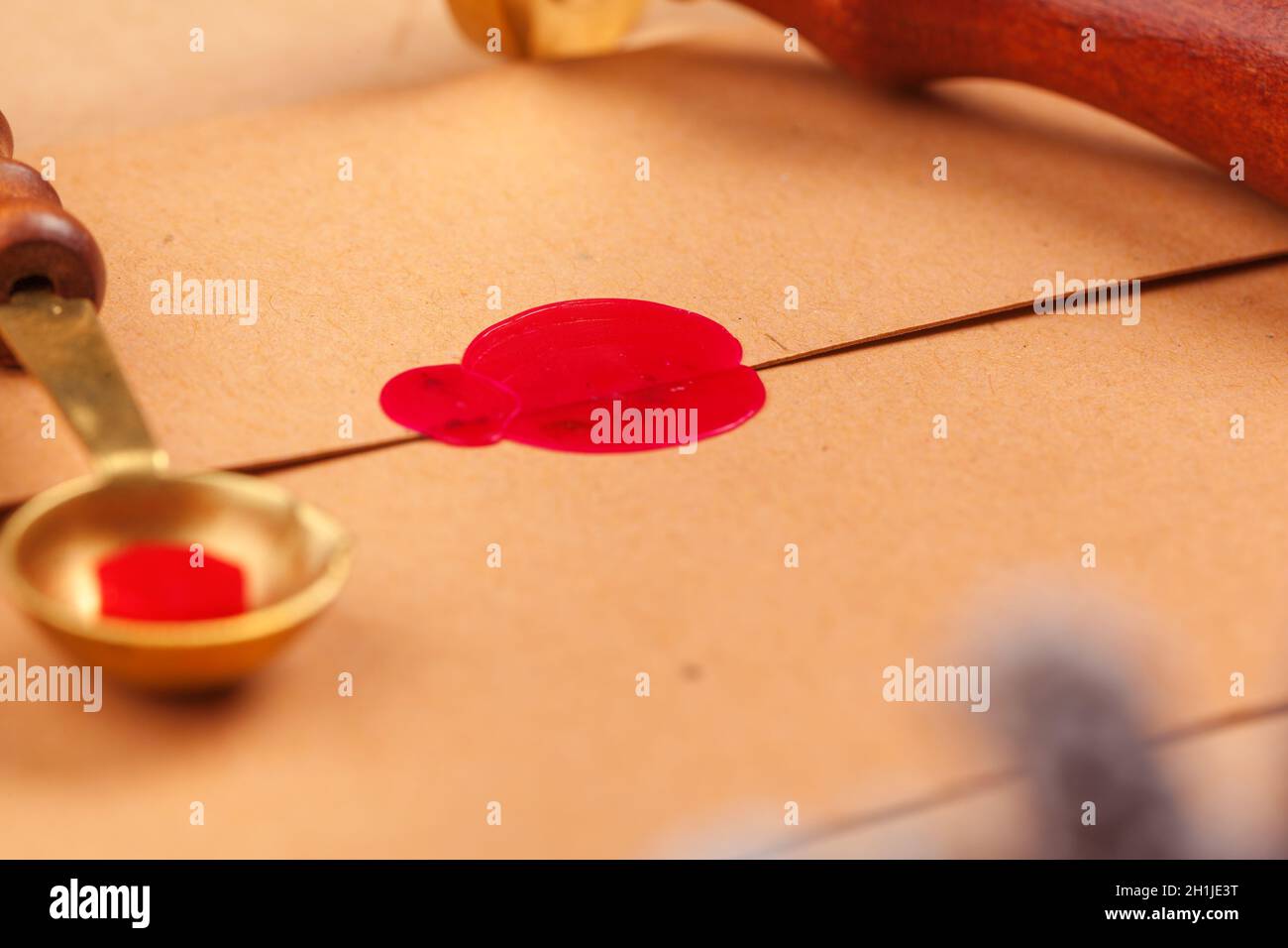Vintage letter with red seal stamp close up Stock Photo - Alamy