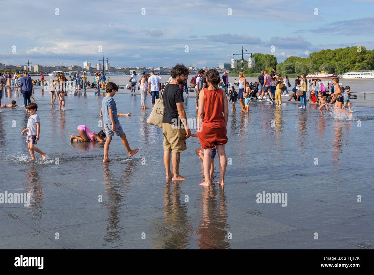 BORDEAUX, FRANCE - AUGUST 11: The Famous Bordeaux water mirror full of ...