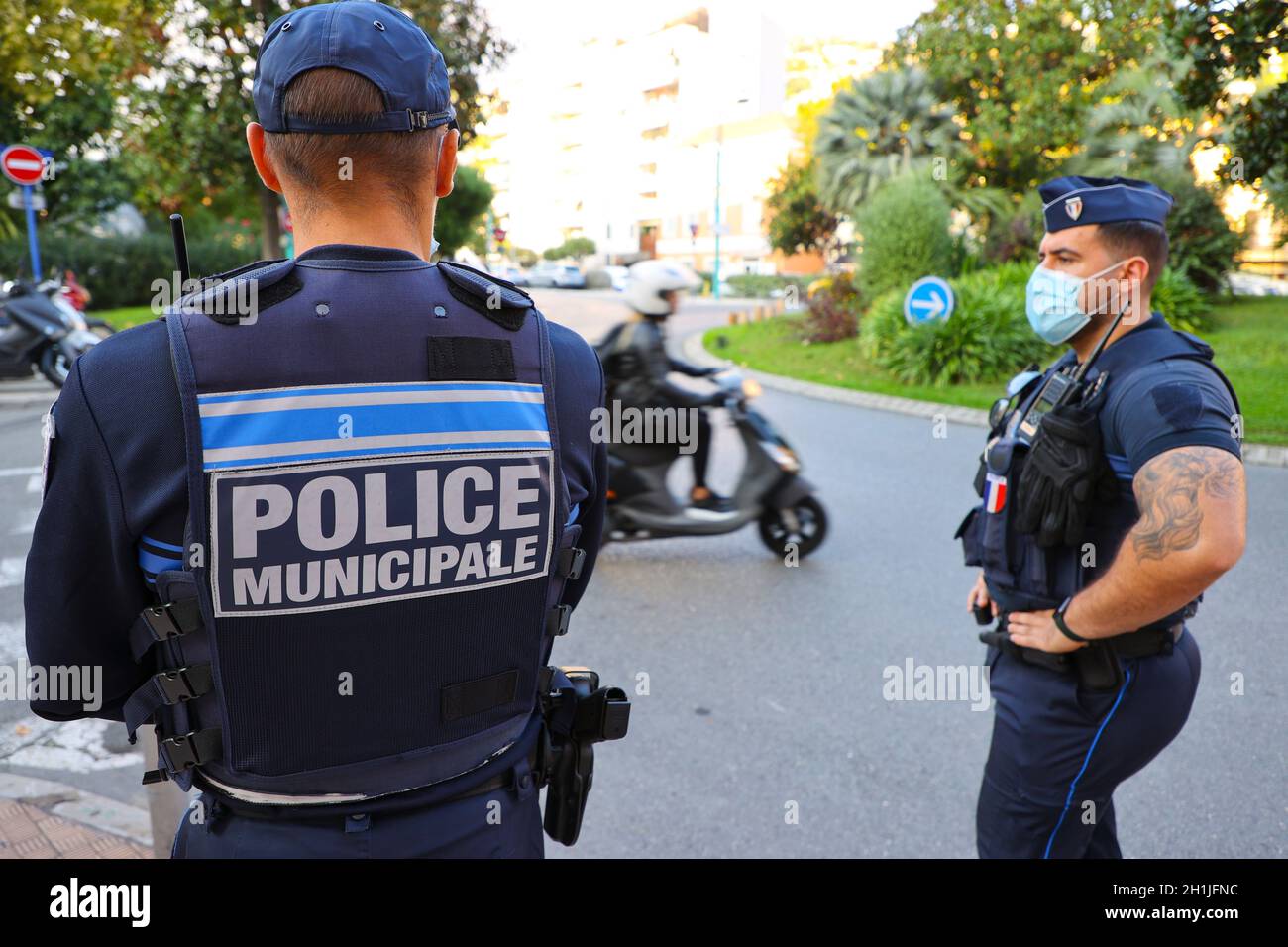 Menton, France - October 18, 2021: Police controls Traffic Speed and ...