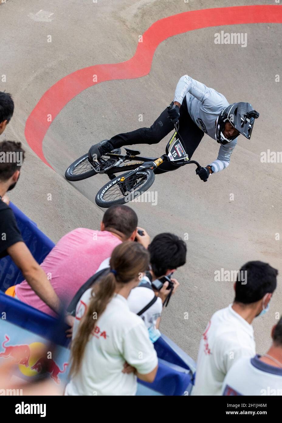 Lisbon, Portugal. 17th Oct, 2021. North American biker Alec Bob in ...
