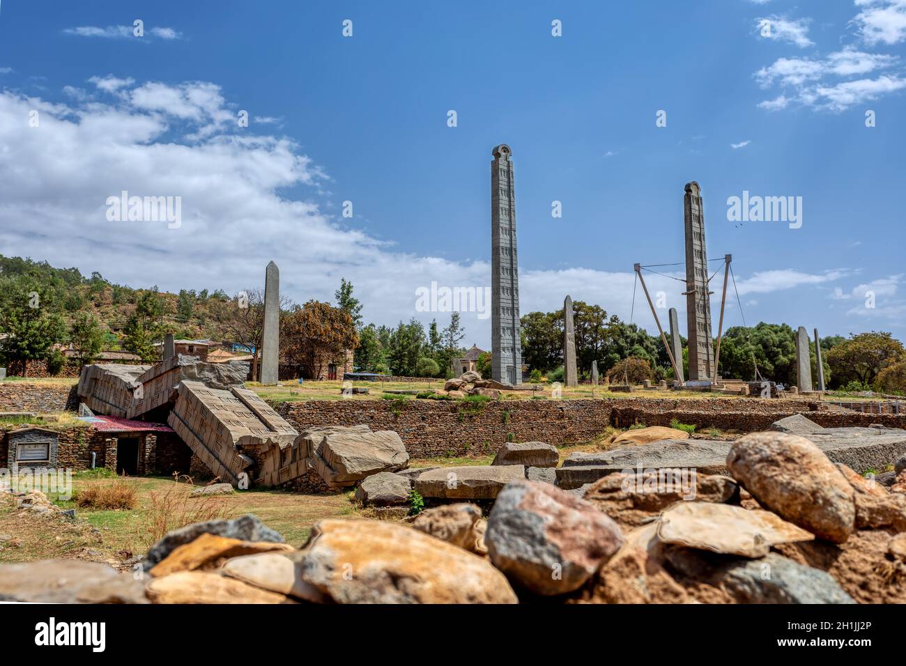Ancient monolith stone obelisk, symbol of the old Aksumite civilization ...