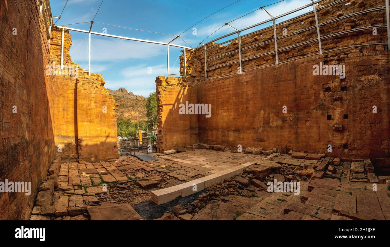 Wall of the Great Temple of the Moon from 700 BC in Yeha, Tigray region ...