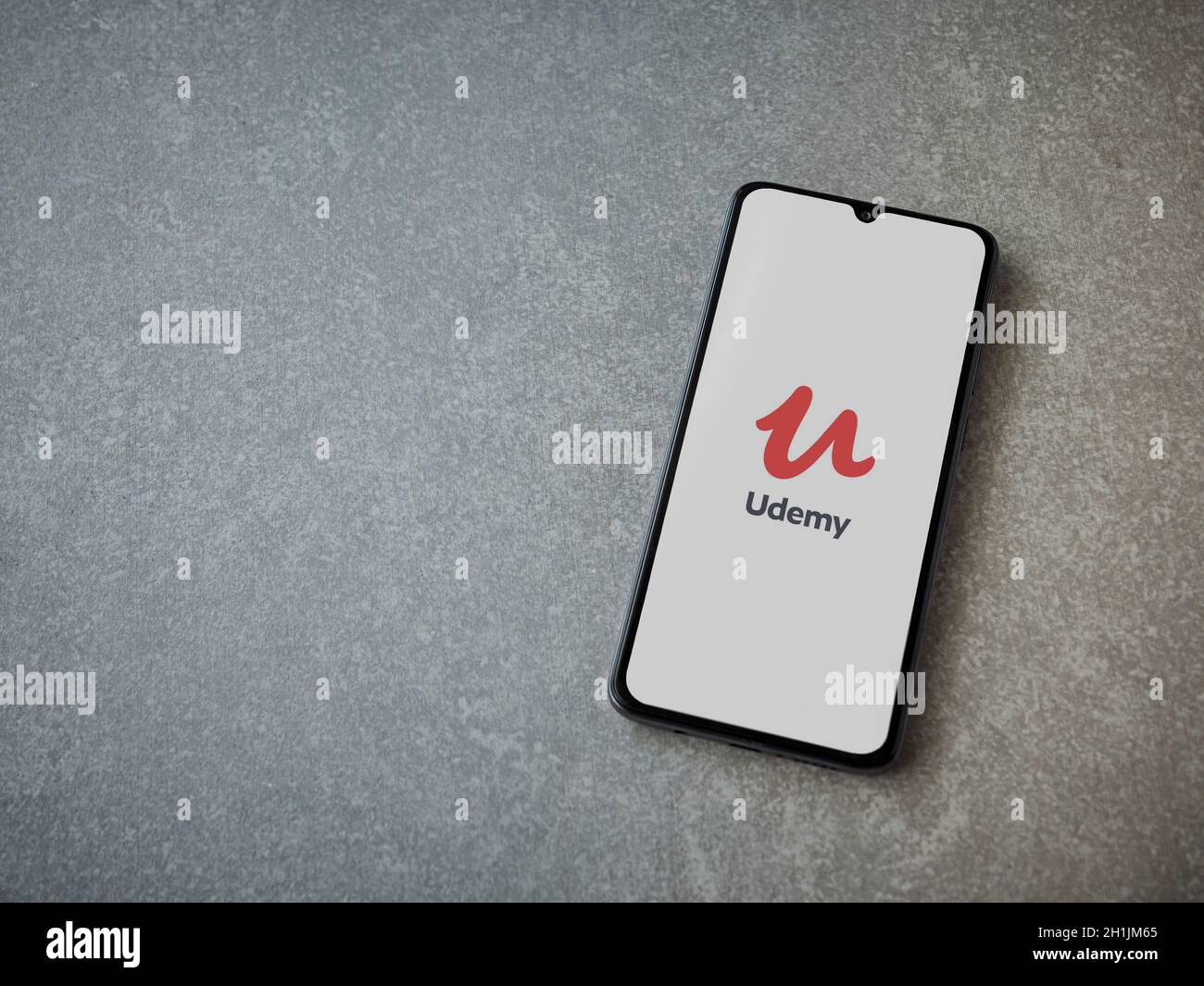 Lod, Israel - July 8, 2020: Udemy app launch screen with logo on the ...