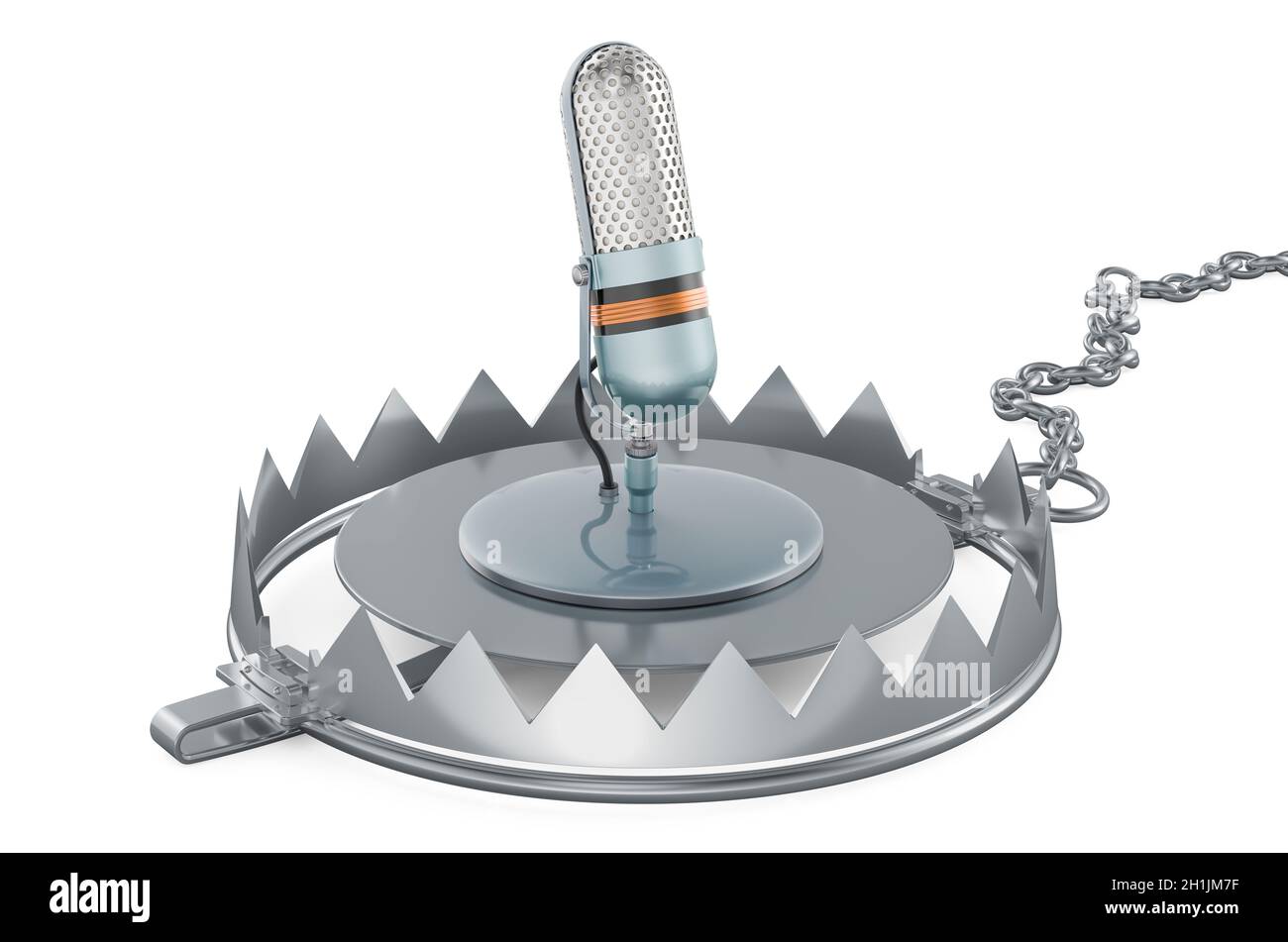 Bear Trap with retro microphone, 3D rendering isolated on white ...