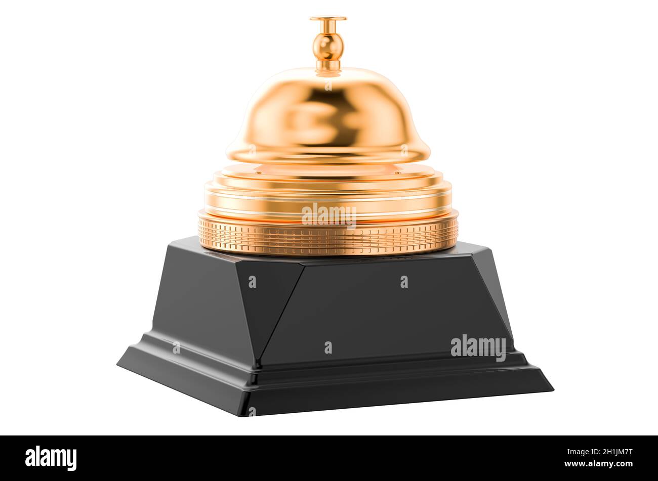 Reception bell golden award concept. 3D rendering isolated on white ...