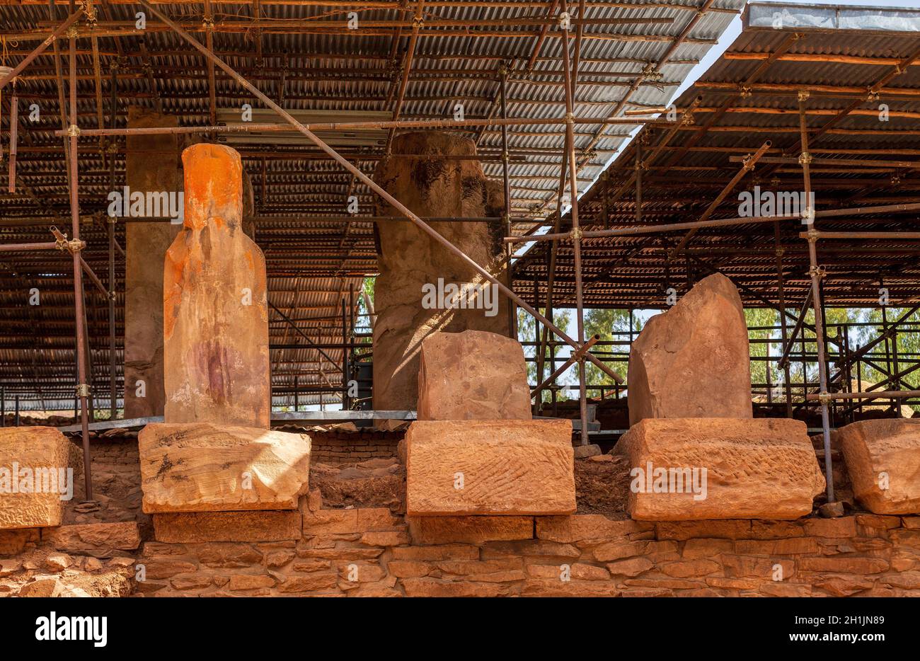 simple stone thrones in Temple of Yeha. Grat Beal Gebri is ruined ...