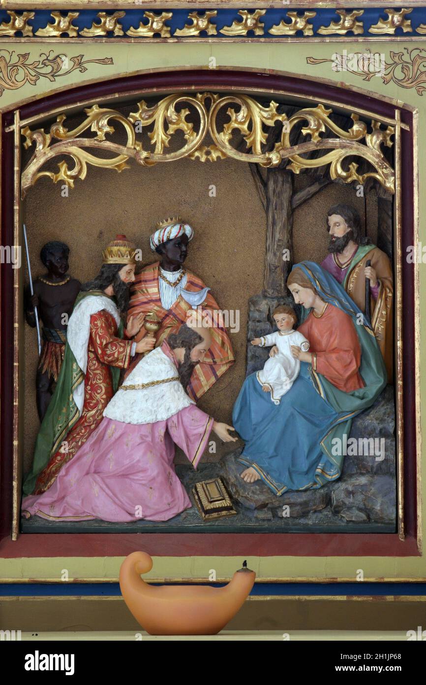 Nativity Scene, Adoration of the Magi Stock Photo - Alamy