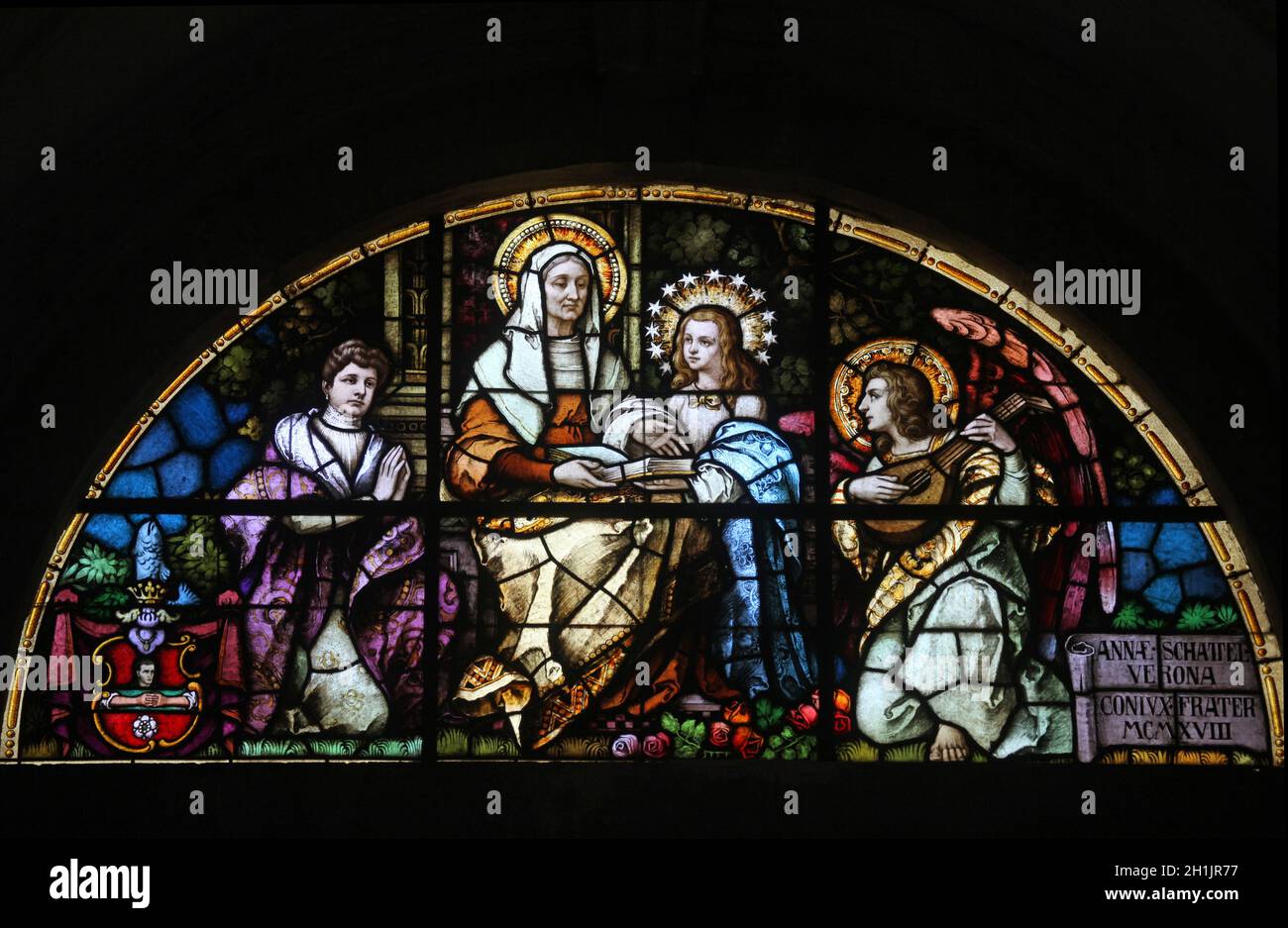 Saint Anne, stained glass window in the Catholic Church of the Birth of ...