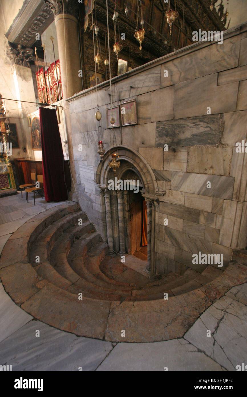 Entrance to the Grotto of the Nativity, Bethlehem Stock Photo - Alamy