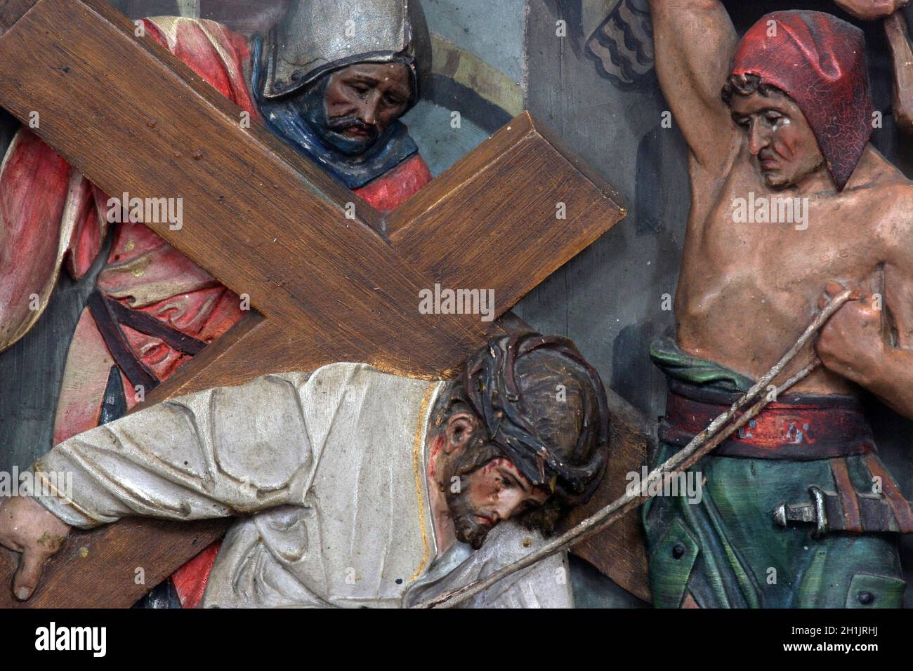 3rd Stations of the Cross, Jesus falls the first time Stock Photo - Alamy