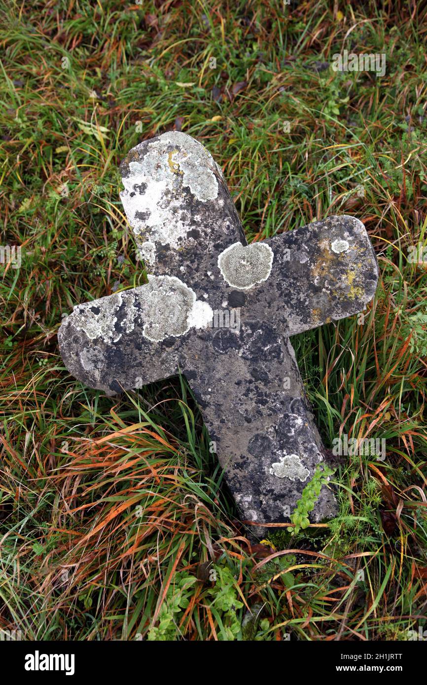 Stone cemetery cross Stock Photo - Alamy